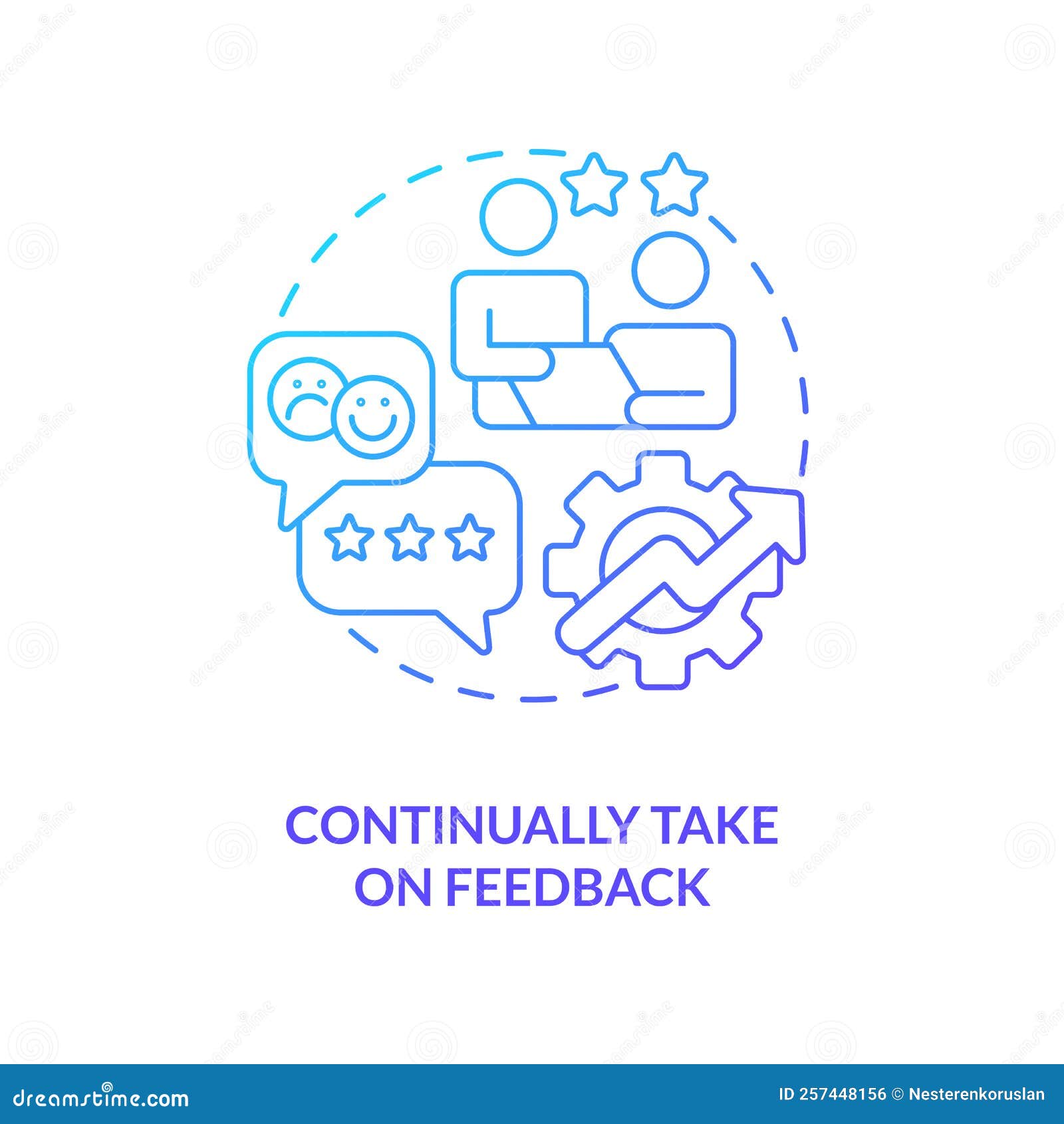 Continually Take on Feedback Blue Gradient Concept Icon Stock Vector ...