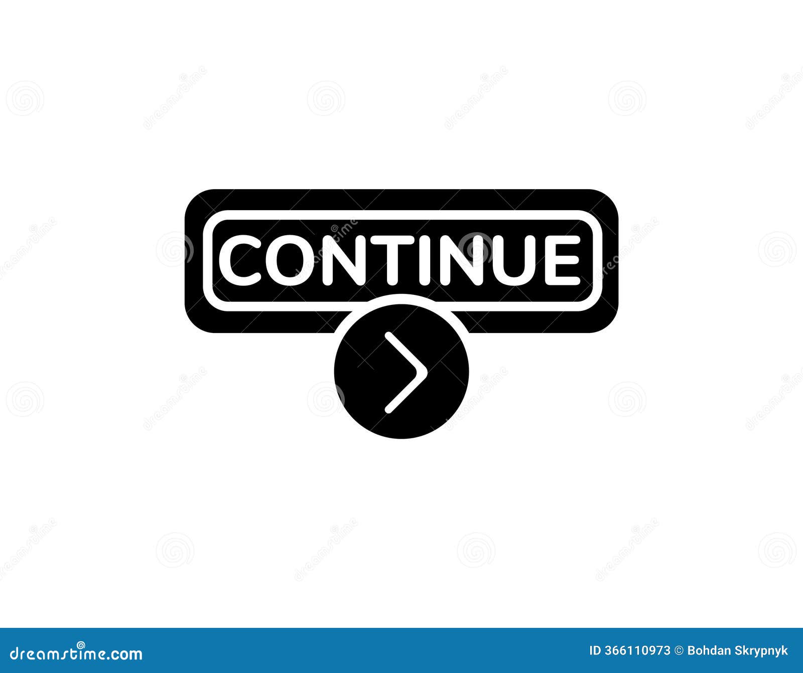 Continue Button Icon With An Arrow Symbol In Solid Black Cartoon Vector ...