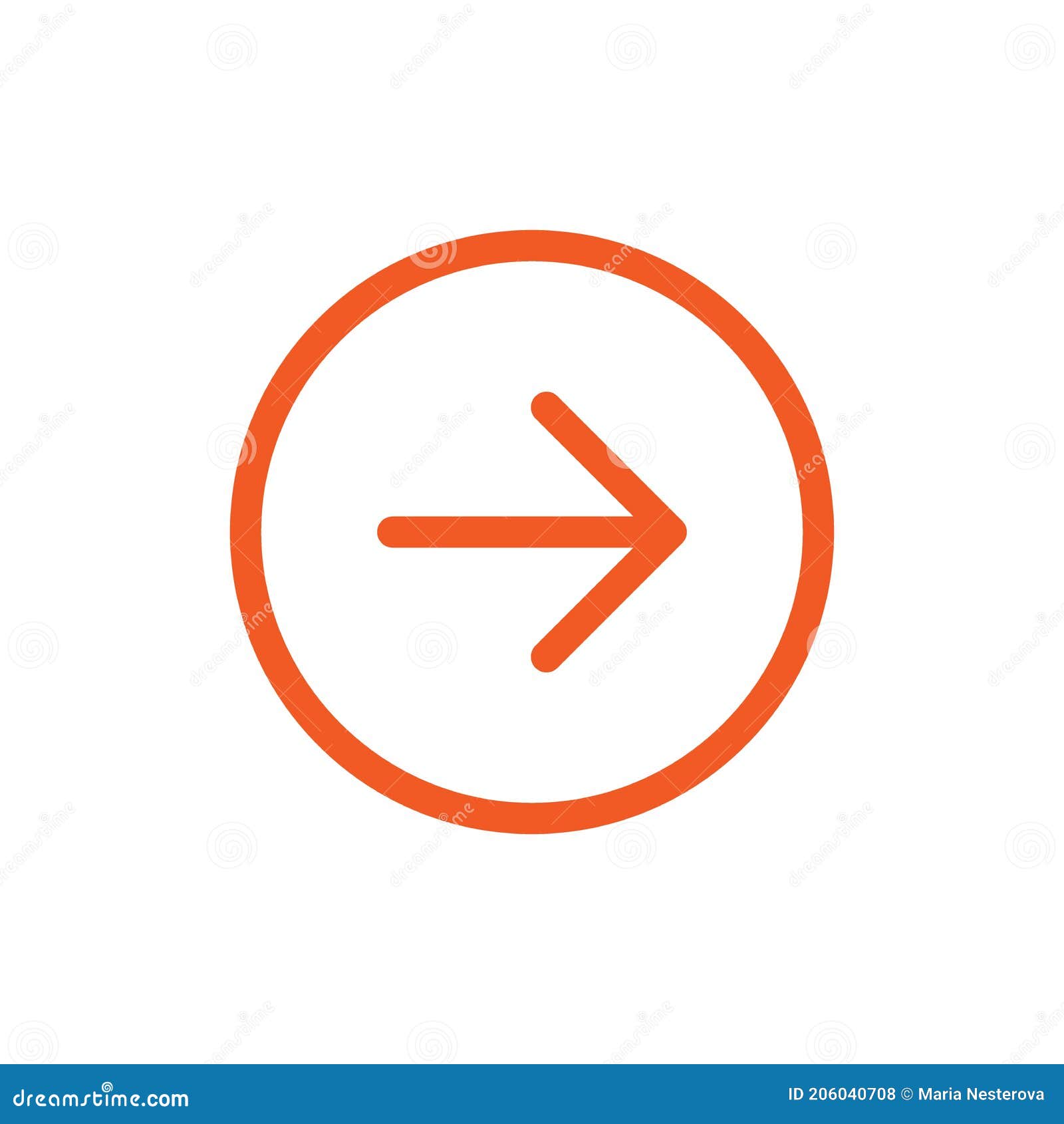 Continue Icon in Circle. Red Thin Right Arrow Icon Stock Illustration ...