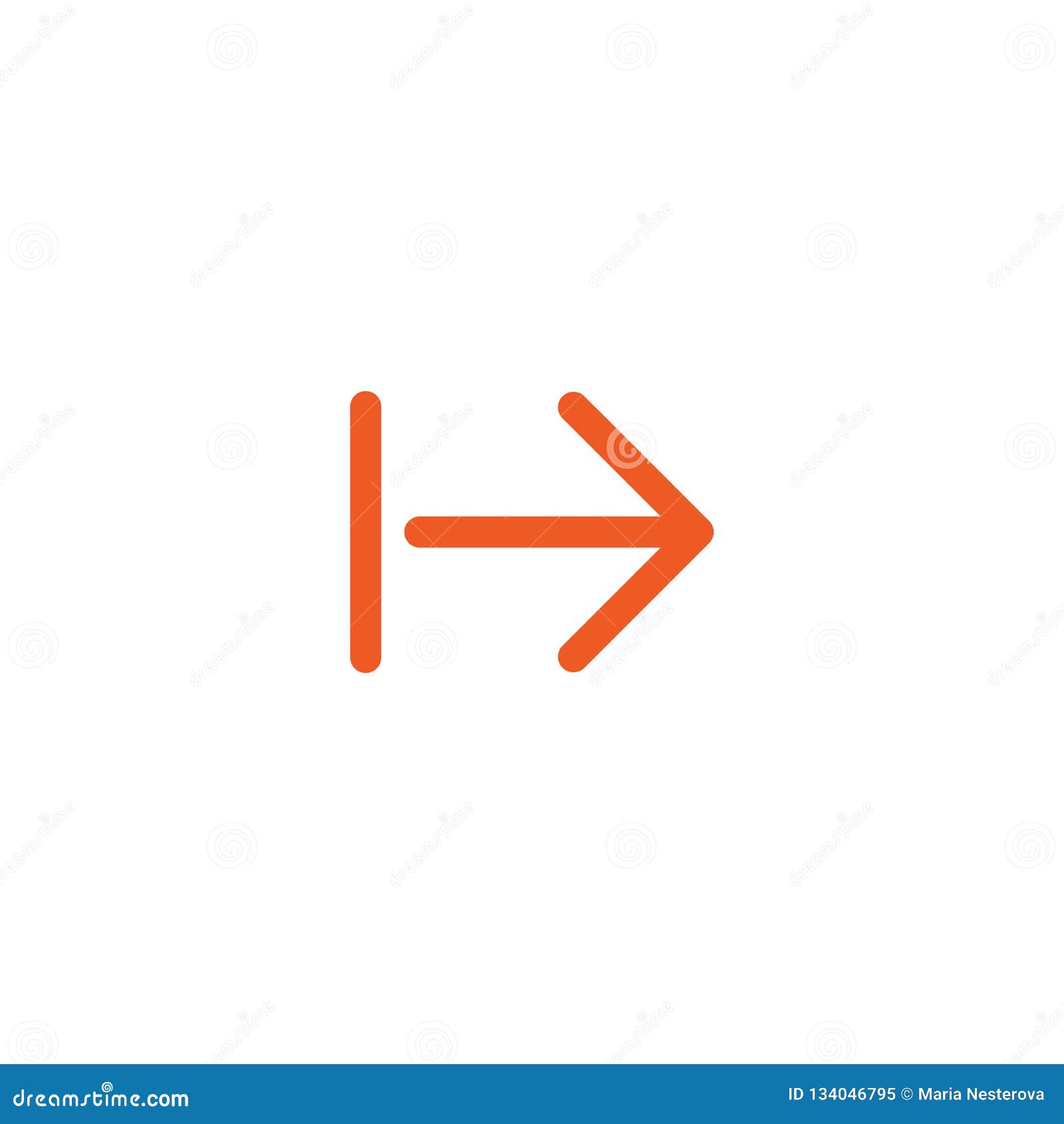 Continue Icon. Red Thin Right Arrow Icon. Isolated on White. Next Sign ...