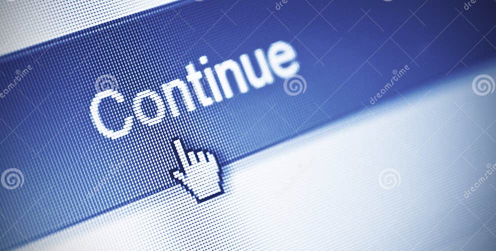 Continuez le bouton photo stock. Image du placer, ordinateur - 29427136