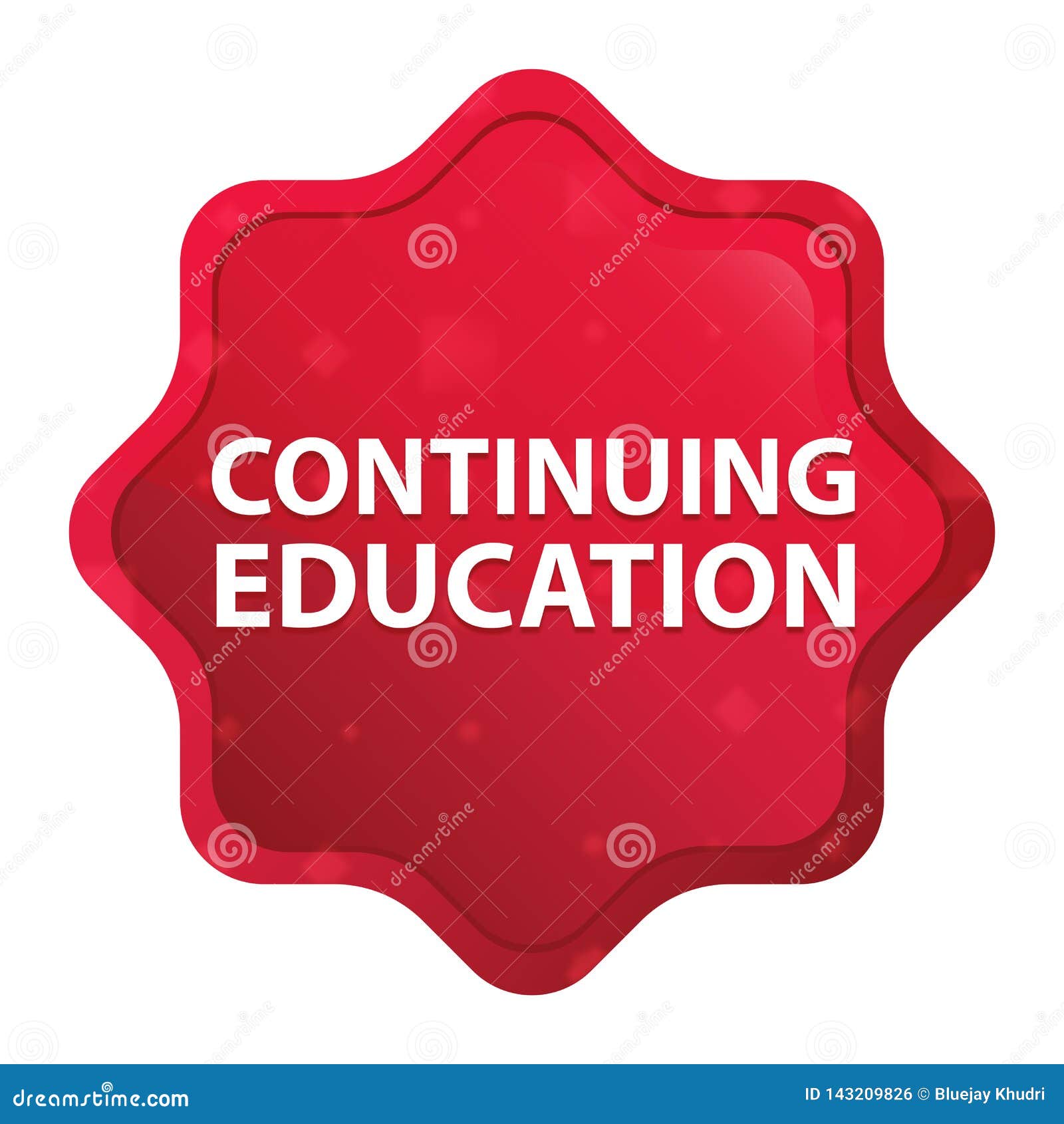 Continuing Education Misty Rose Red Starburst Sticker Button Stock ...