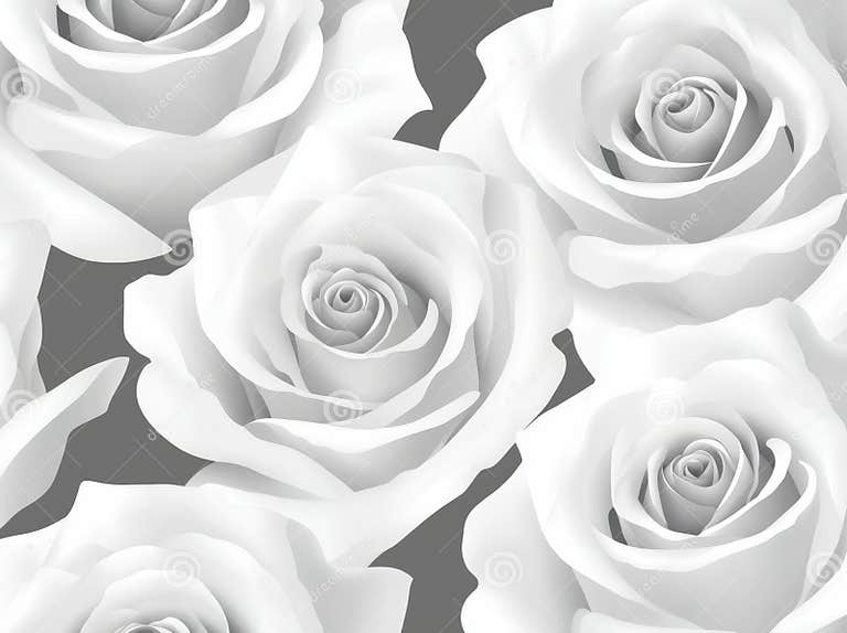 A Continuous Background Pattern of Hand-drawn Swirl Rose Flowers in a ...