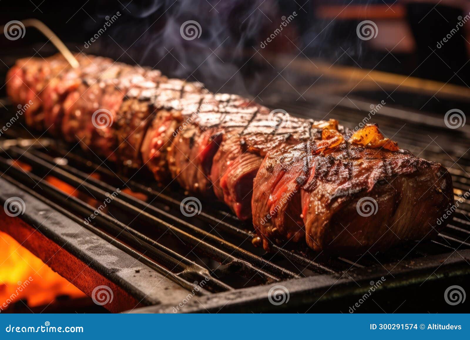 Continuous Basting of Meat on Churrasco Grill Stock Photo - Image of ...