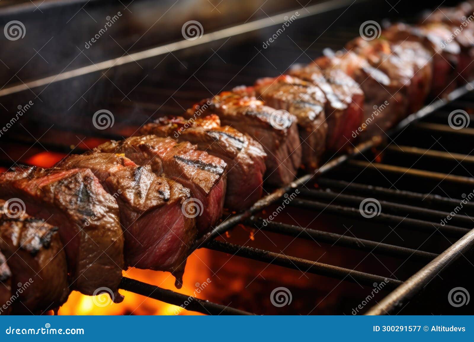 Continuous Basting of Meat on Churrasco Grill Stock Image - Image of ...