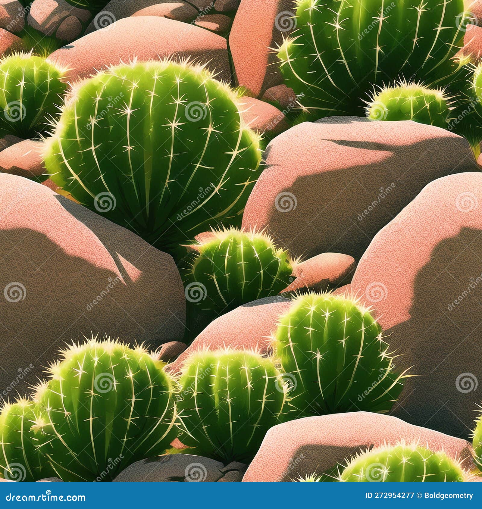 A Continuous Belt of Tropical Cactis. Wallpaper Pattern Painted in ...