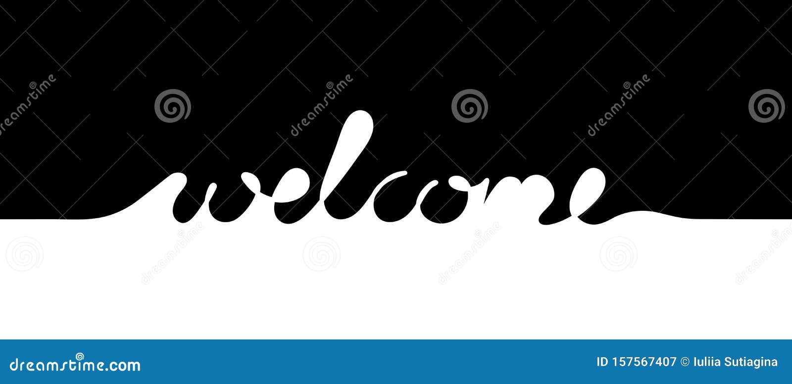 Continuous Black And White Drawing Word Welcome. Minimalist Welcome ...