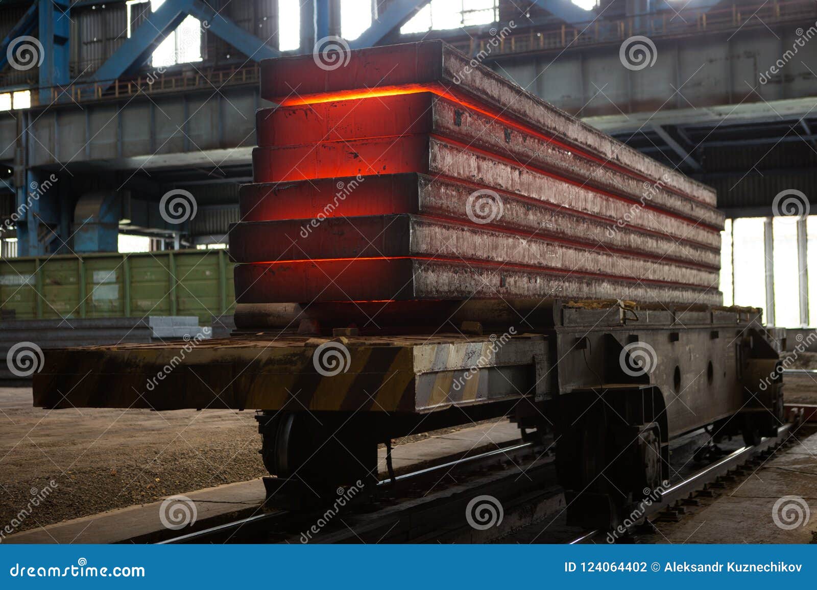Continuous casting machine stock photo. Image of smoke - 124064402