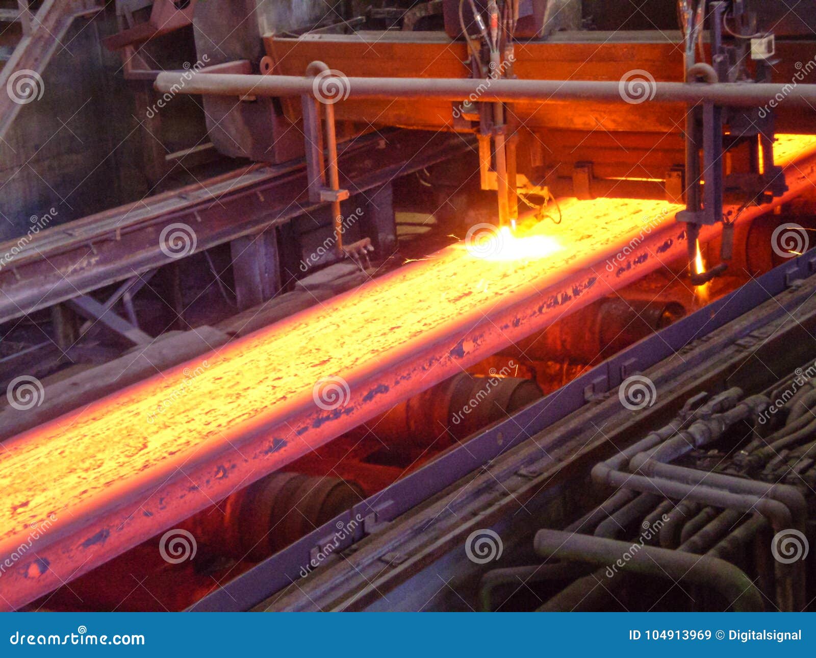 Continuous Casting Machine for Slabs Stock Image - Image of warm ...