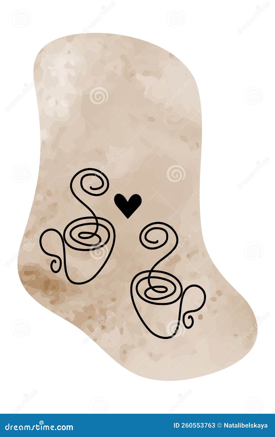 Continuous Contour Drawing of a Cup with Flowing Steam Against a ...