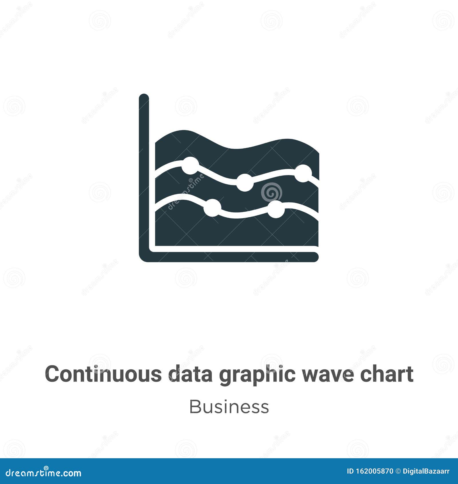 Continuous Data Graphic Wave Chart Vector Icon on White Background ...