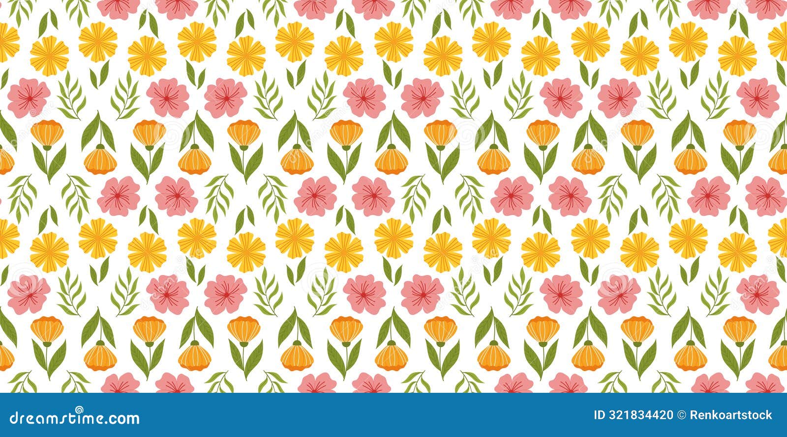 Continuous Design Pattern with Floral Elements. Botanical-inspired ...