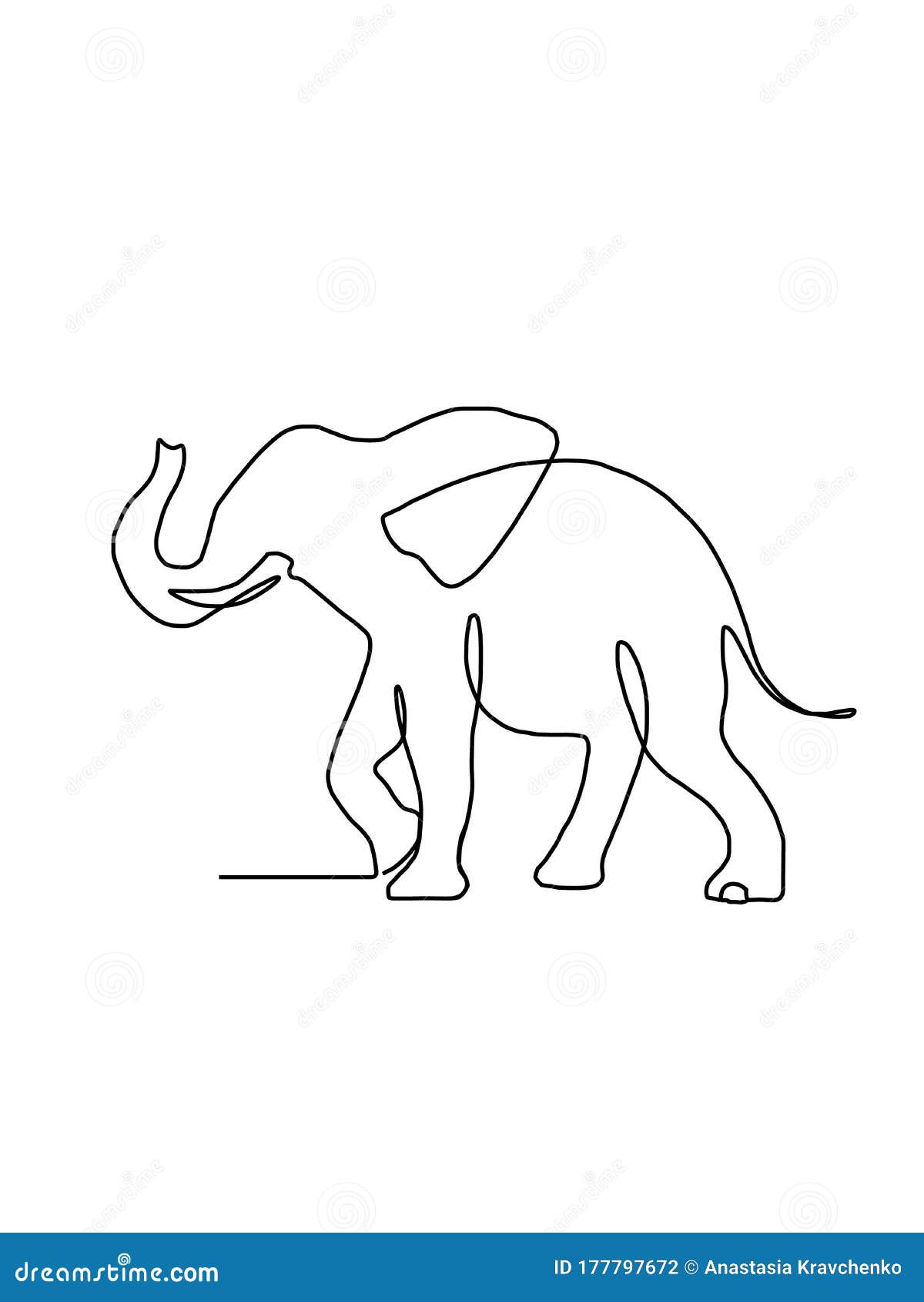 Continuous Different Wide Line Drawing. Elephant Walking Symbol. Logo ...