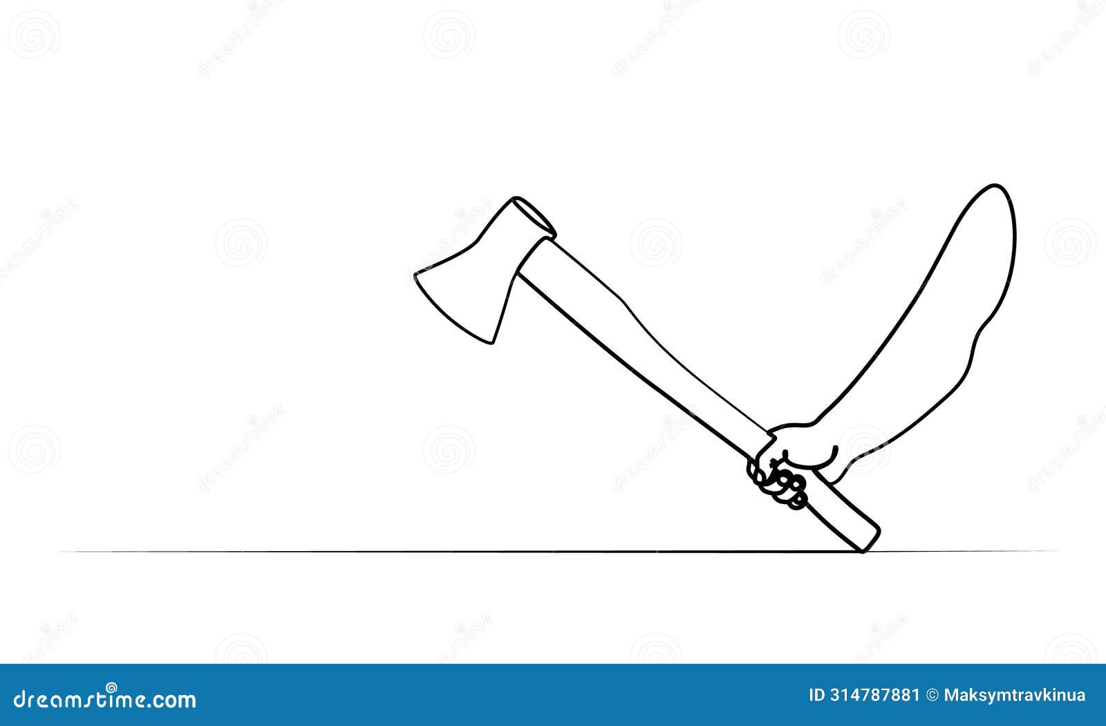 Continuous Drawing of an Ax in One Line. Vector Stock Vector ...