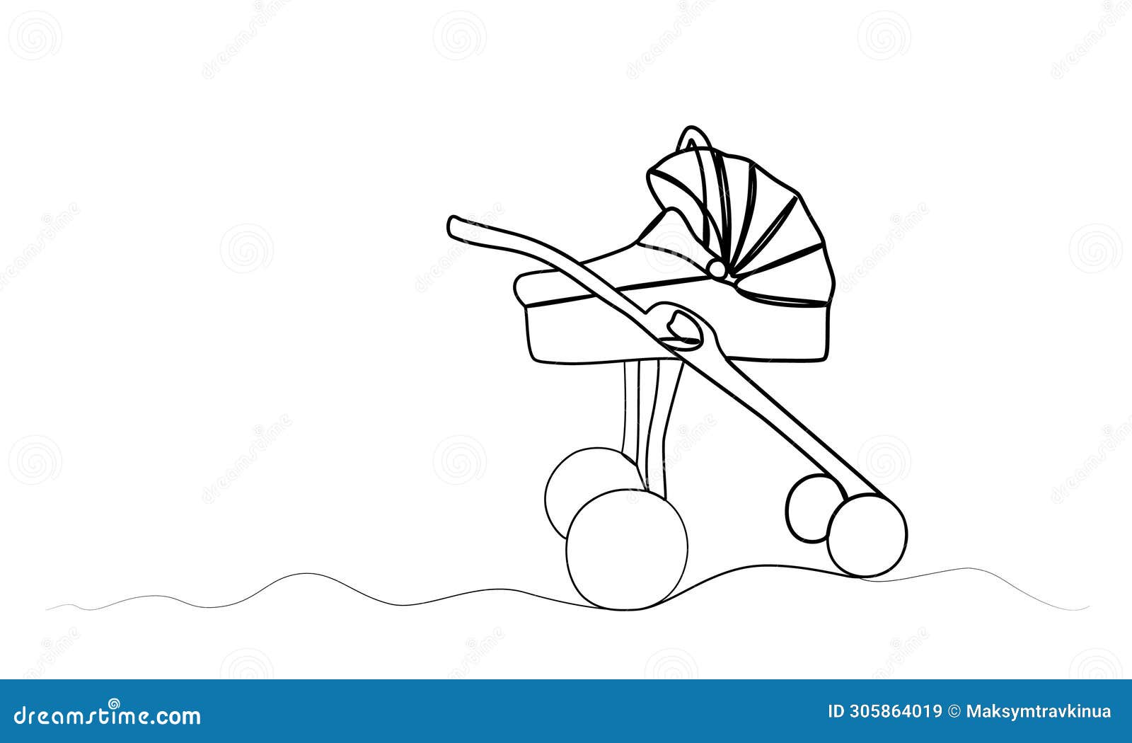 Continuous Drawing of a Baby Stroller with One Line. Stock Image ...