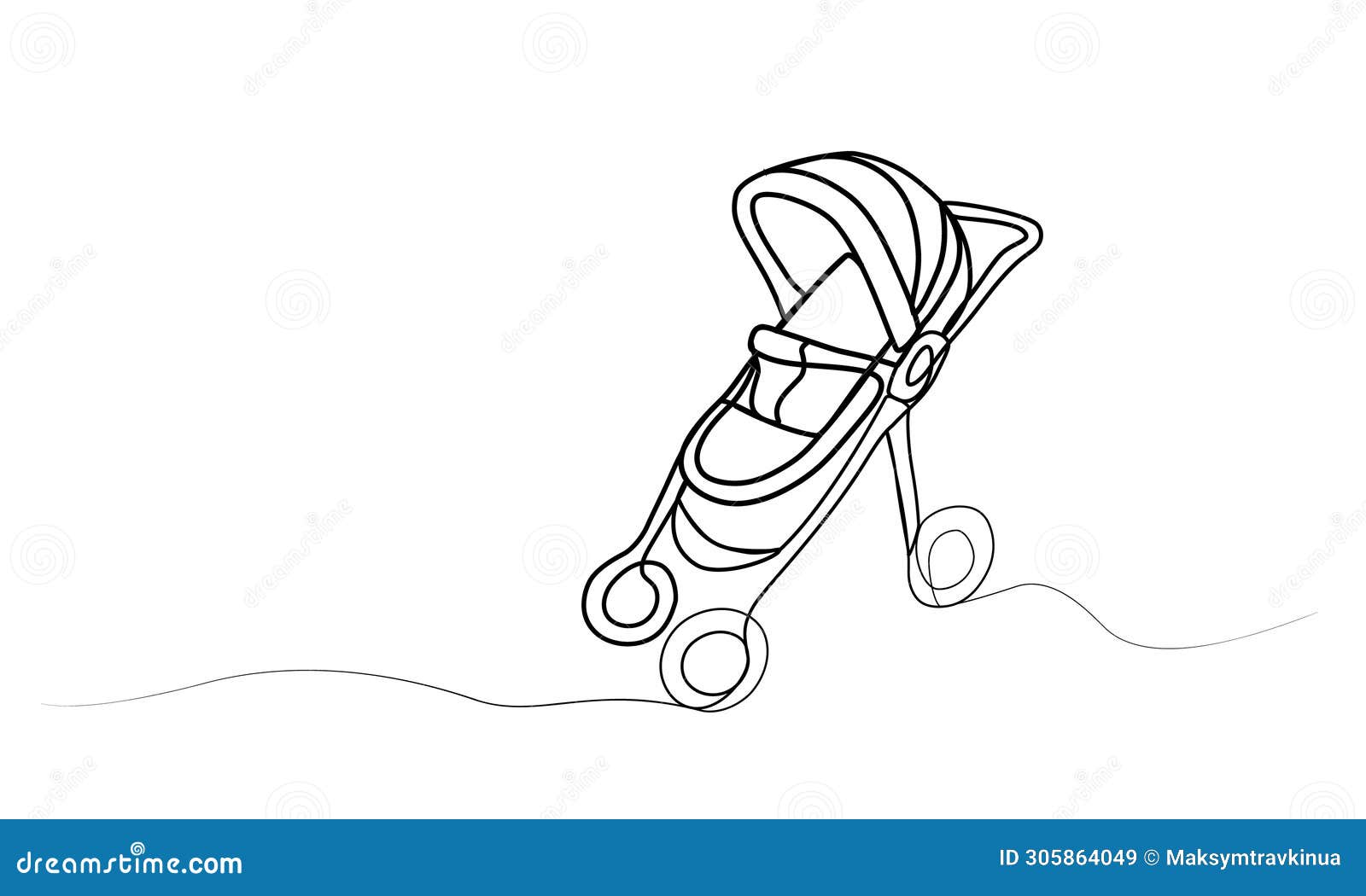 Continuous Drawing of a Baby Stroller with One Line. Stock Illustration ...