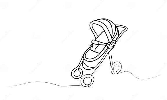 Continuous Drawing of a Baby Stroller with One Line. Stock Illustration ...