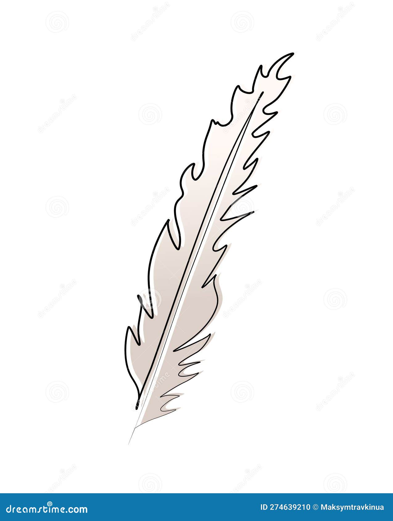 Continuous Drawing of a Bird Feather in One Line. Stock Vector ...