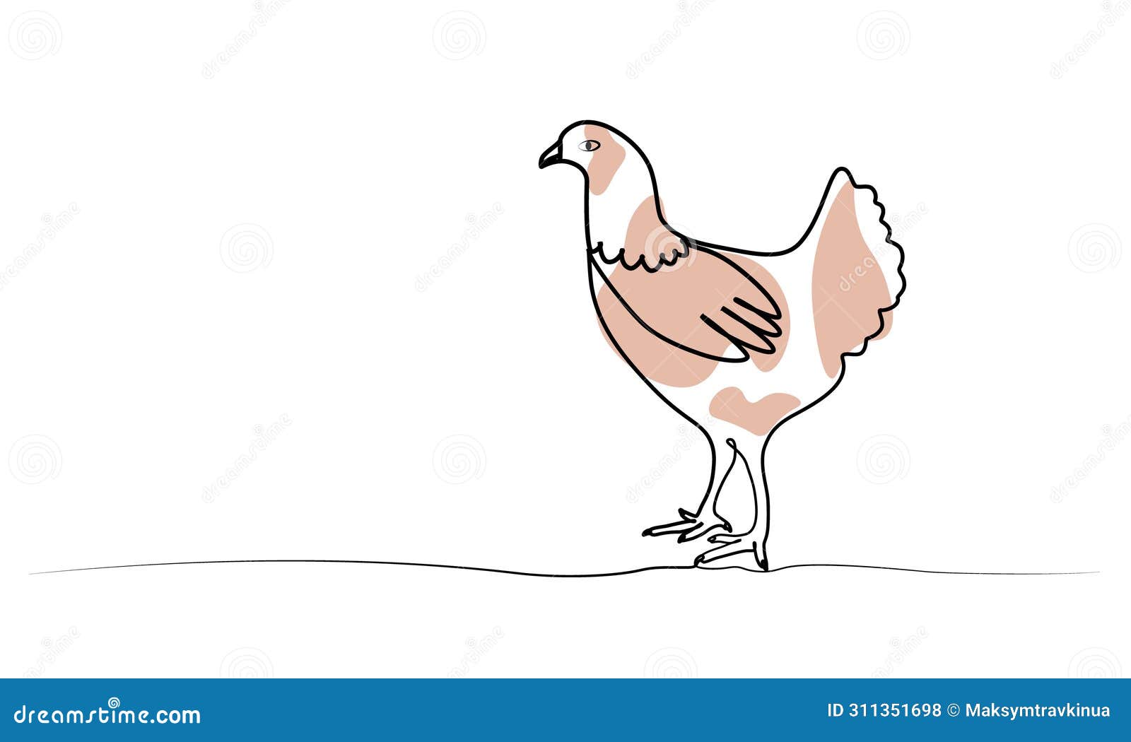 Continuous Drawing of a Chicken with One Line. Illustration Stock ...