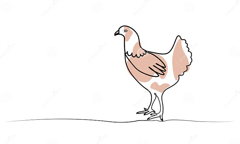 Continuous Drawing of a Chicken with One Line. Illustration Stock ...