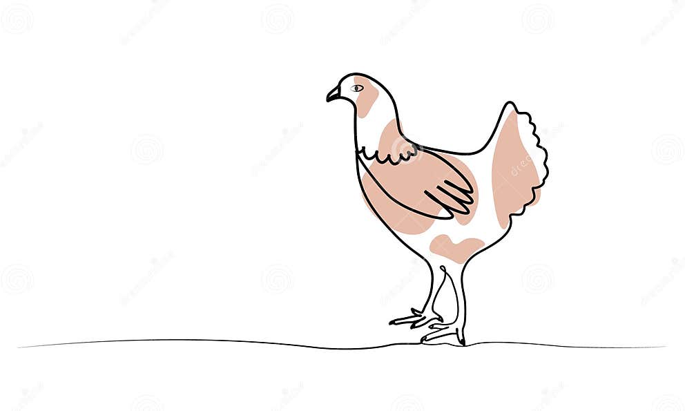 Continuous Drawing of a Chicken with One Line. Illustration Stock ...