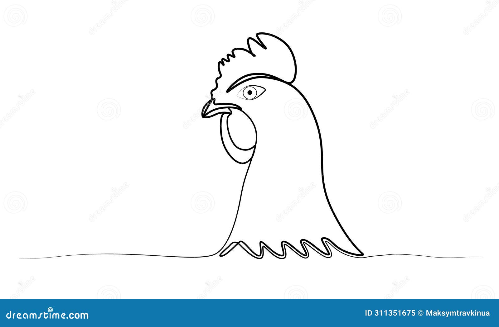 Continuous Drawing of a Chicken in One Line. Vector Stock Vector ...