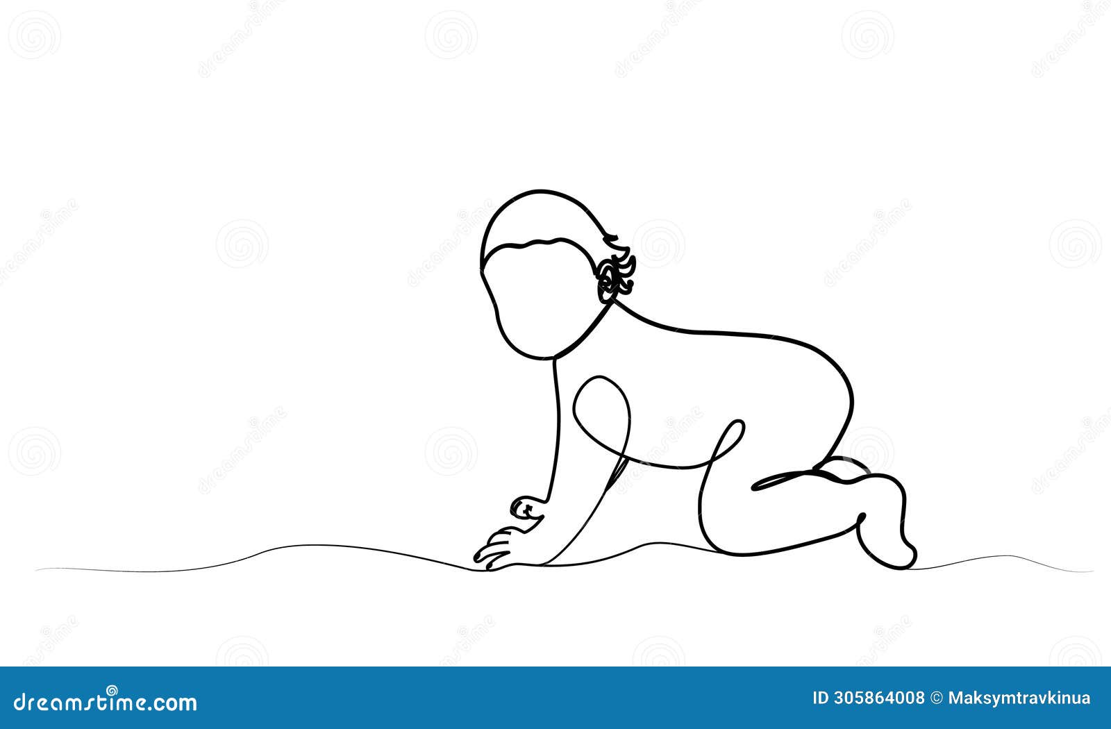 Continuous Drawing of a Child with One Line. Stock Photo - Image of ...