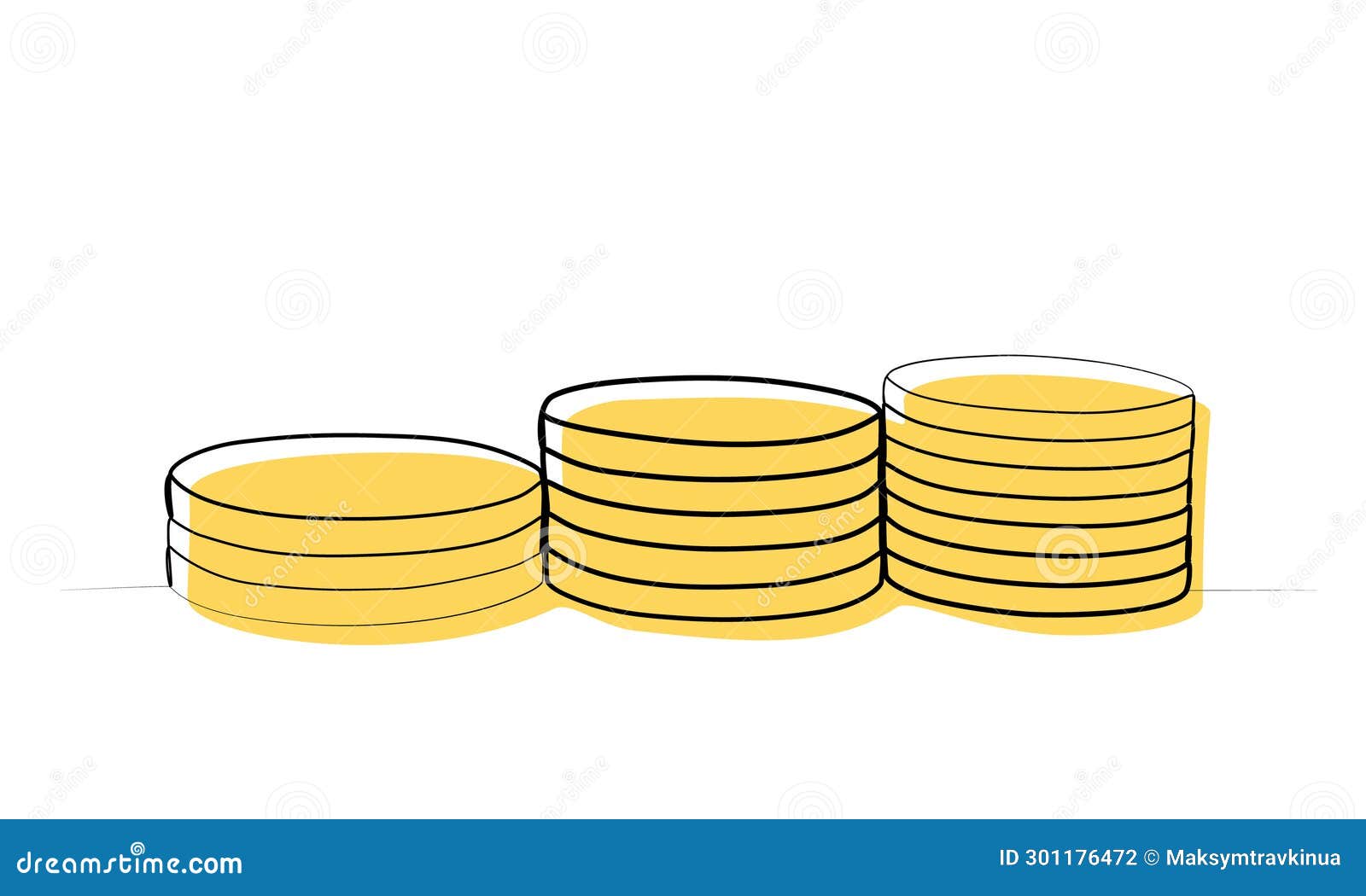 Continuous Drawing of Coins in One Line. Vector Stock Vector ...