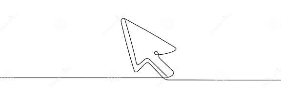 Continuous Drawing of Cursor Arrow. Single Line Cursor Arrow Icon ...