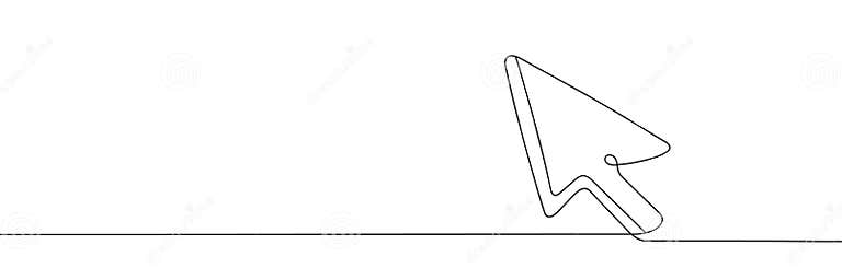 Continuous Drawing of Cursor Arrow. Single Line Cursor Arrow Icon ...