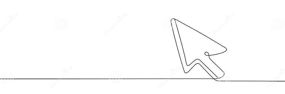 Continuous Drawing of Cursor Arrow. Single Line Cursor Arrow Icon ...