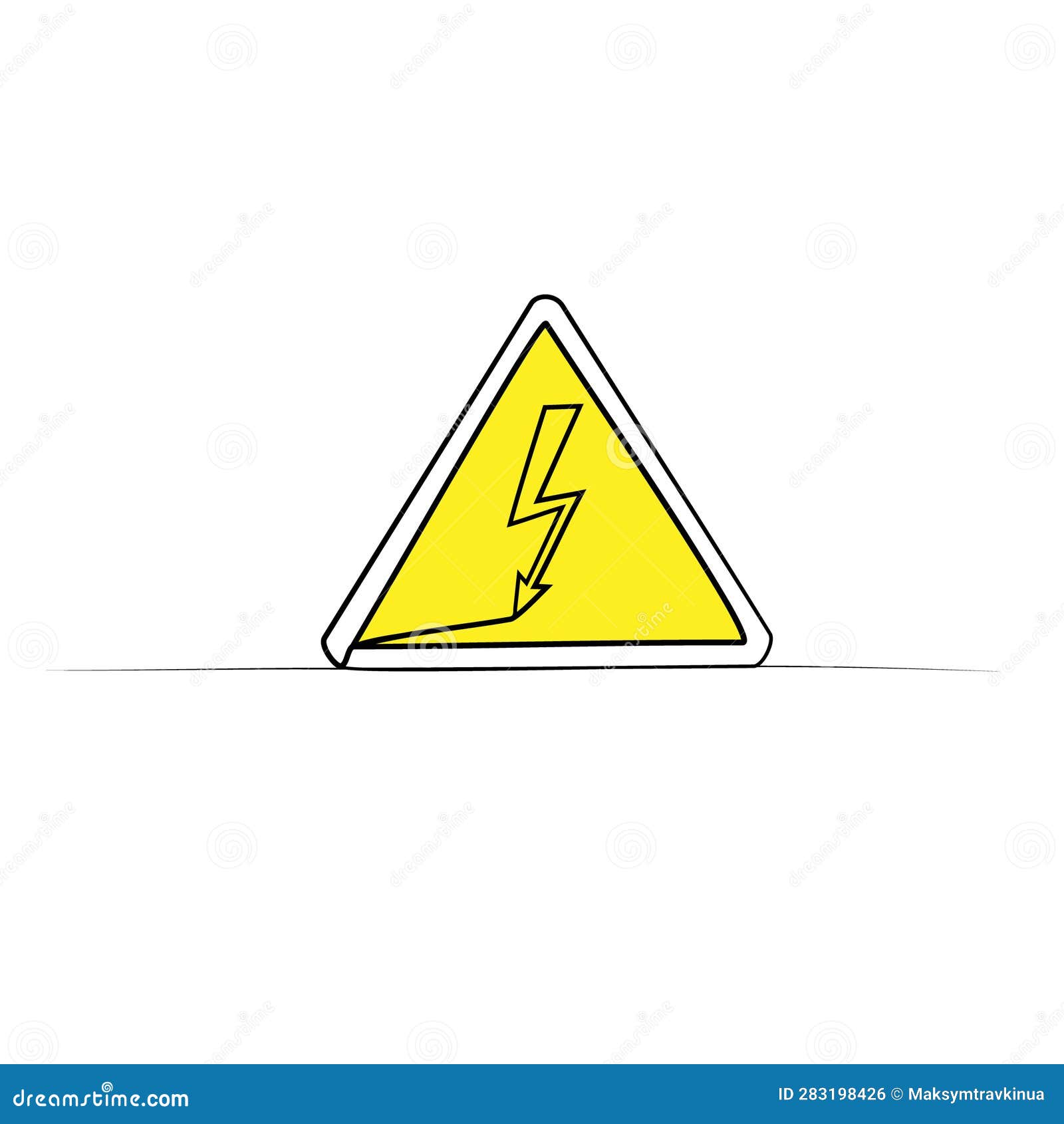 Continuous Drawing of the Danger Sign in One Line. Stock Vector ...