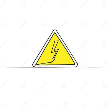 Continuous Drawing of the Danger Sign in One Line. Stock Vector ...