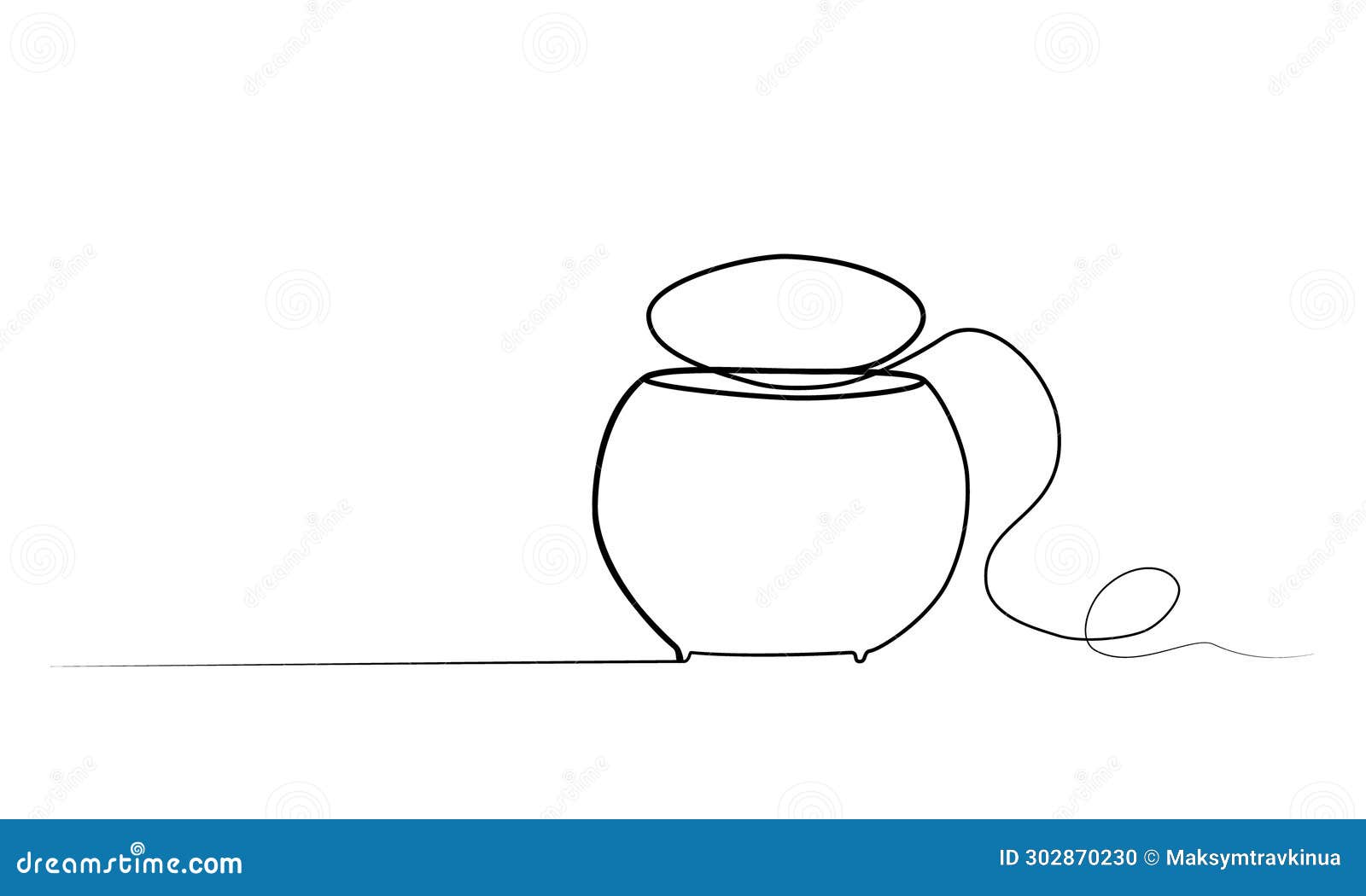 Continuous Drawing of Dental Floss in One Line. Illustration Stock ...