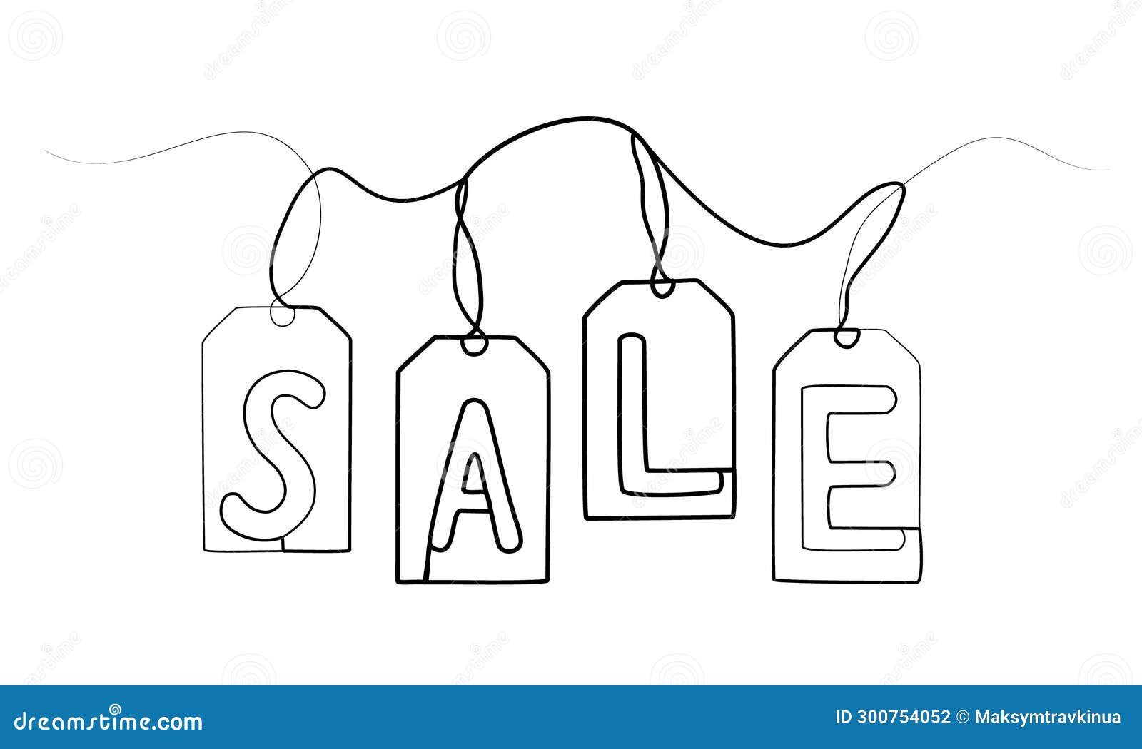 Continuous Drawing of a Discount Price Tag in One Line. Stock ...