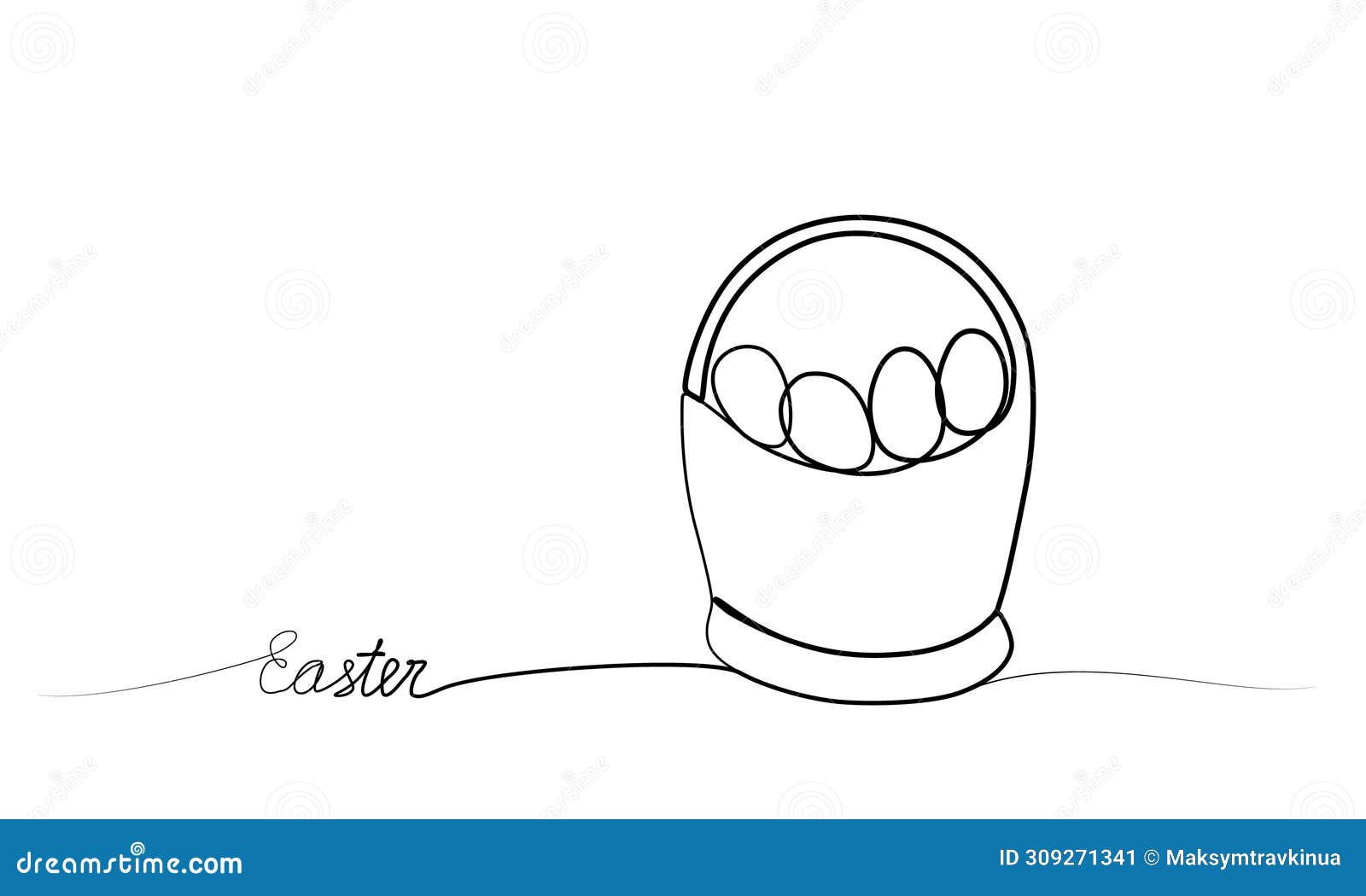 Continuous Drawing of Easter with One Line. Vector Stock Vector ...