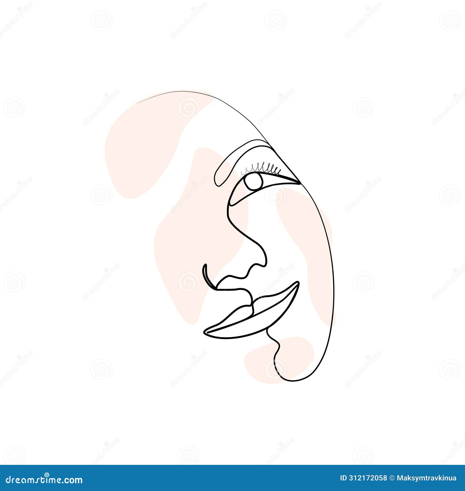 Continuous Drawing of the Face with One Line. Stock Vector ...