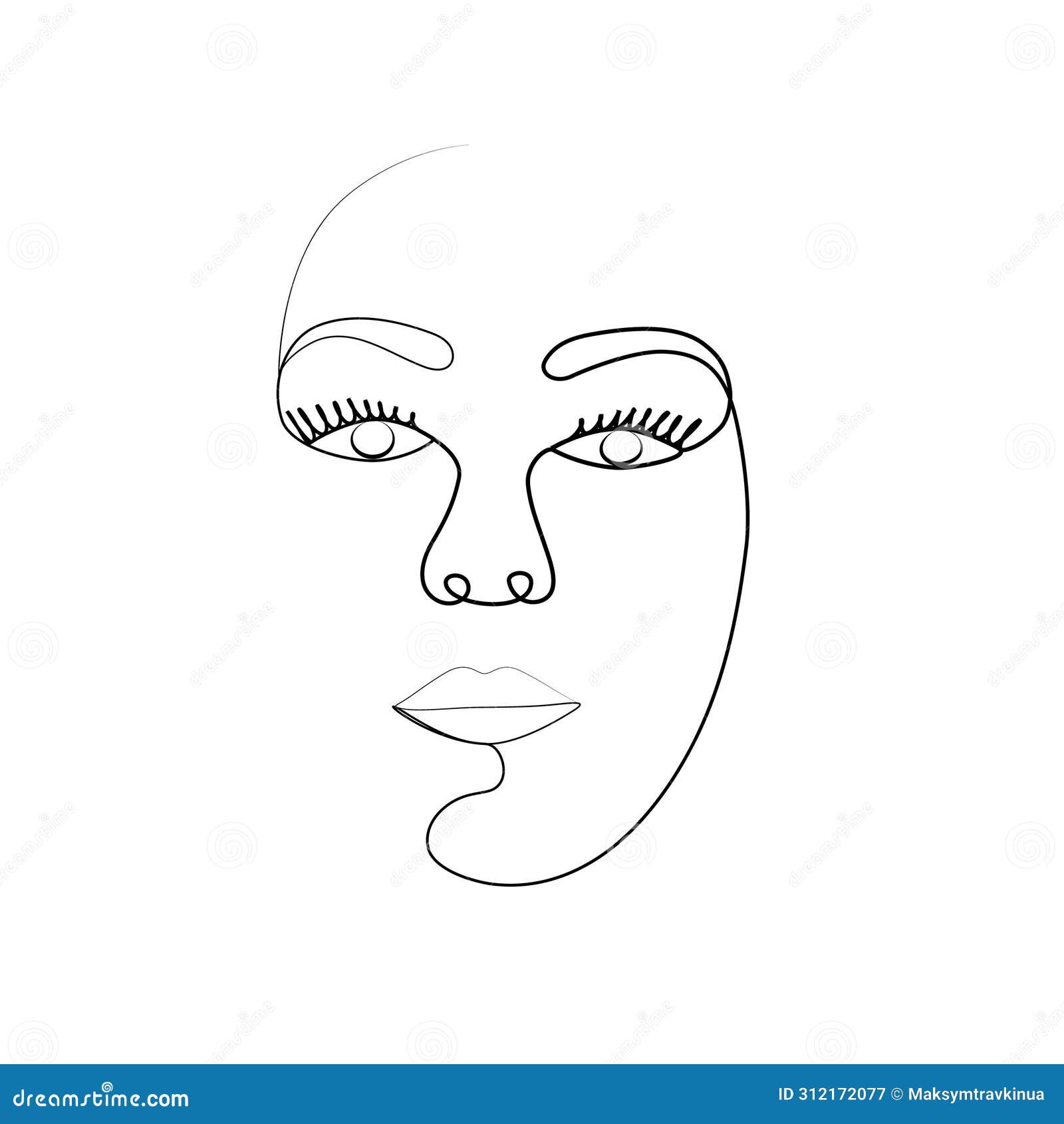 Continuous Drawing of the Face with One Line. Stock Vector ...