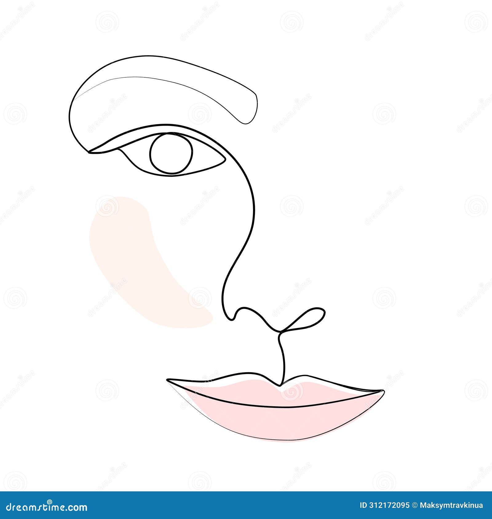 Continuous Drawing of the Face with One Line. Stock Vector ...