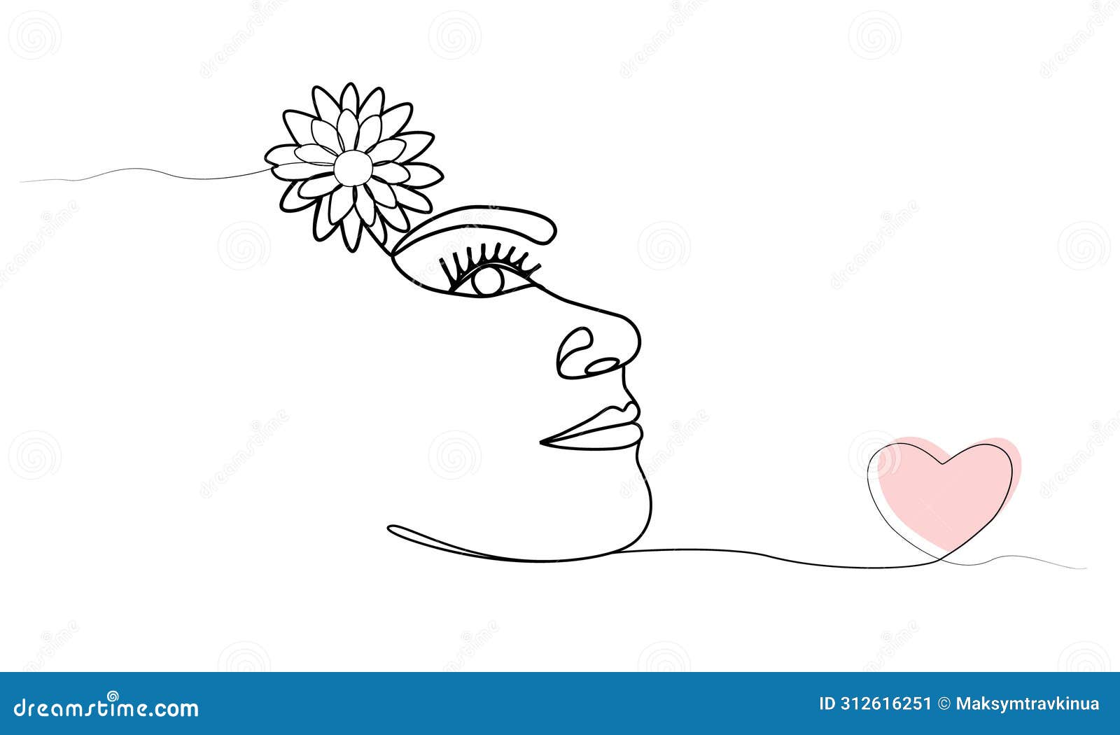 Continuous Drawing of the Face with One Line Stock Vector ...