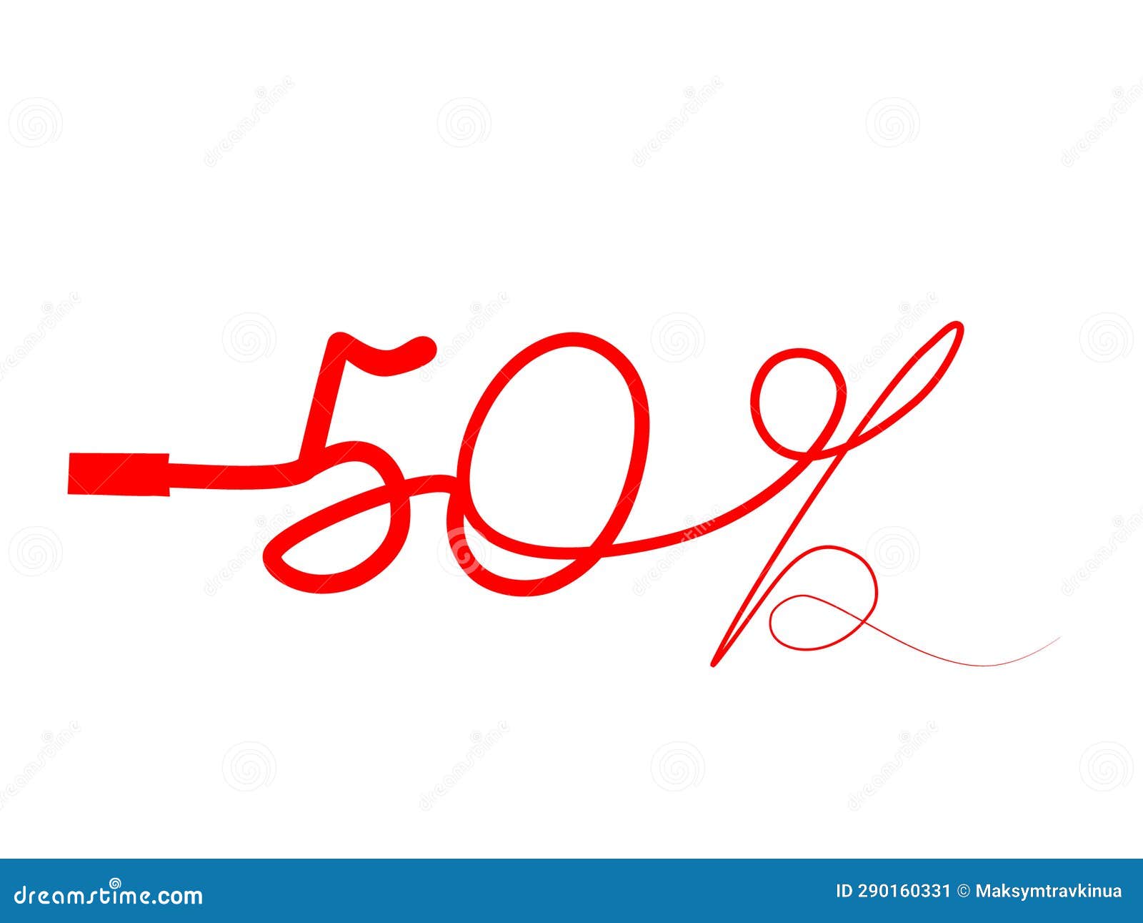 Continuous Drawing of Fifty Percent with One Line Stock Vector ...