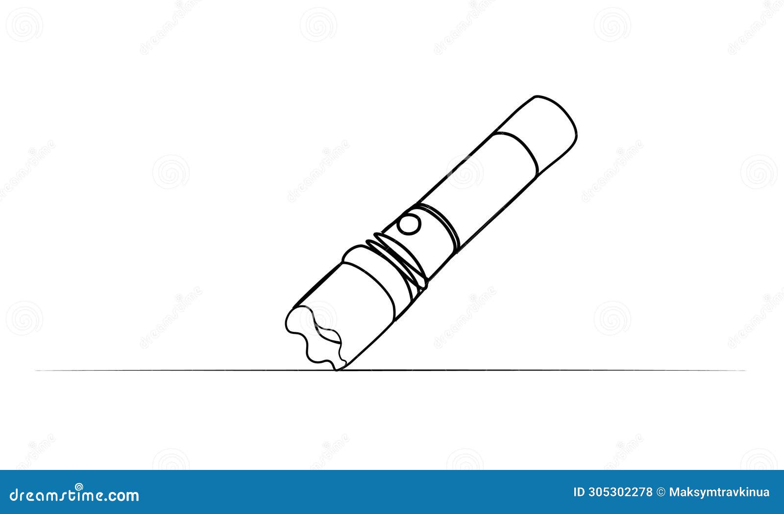 Continuous Drawing of a Flashlight with One Line. Vector Stock Vector ...