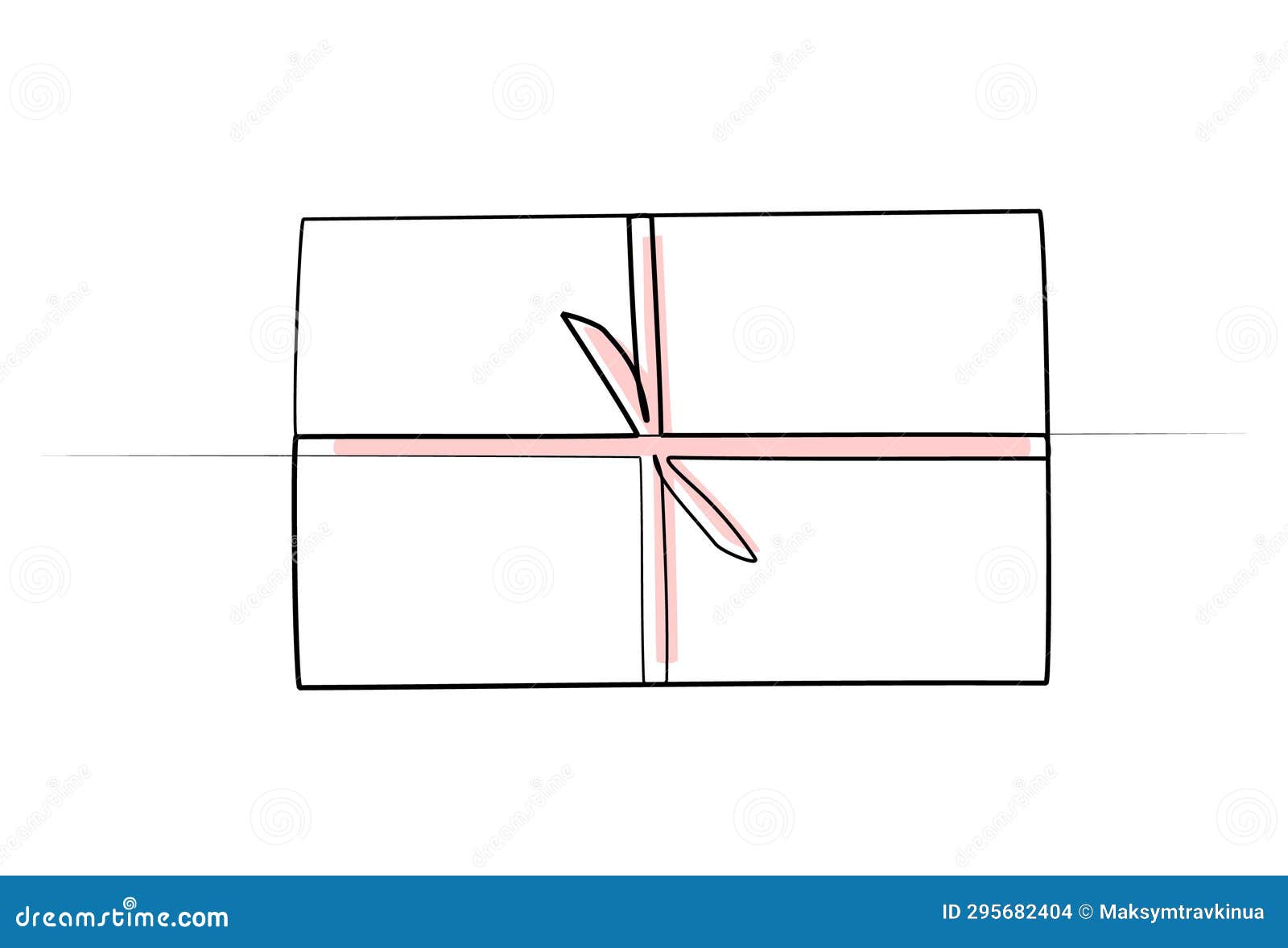 Continuous Drawing of a Gift Box with a Bow in One Line. Vector ...