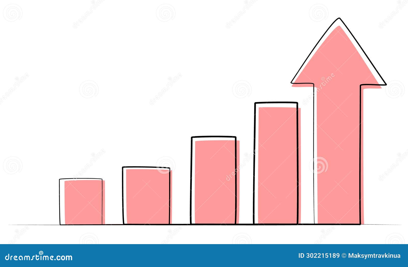 Continuous Drawing of a Growth Graph with One Line. Stock Vector ...