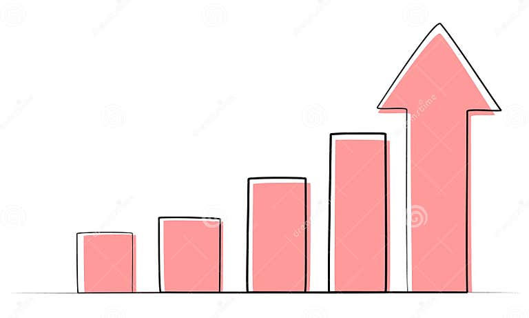 Continuous Drawing of a Growth Graph with One Line. Stock Vector ...