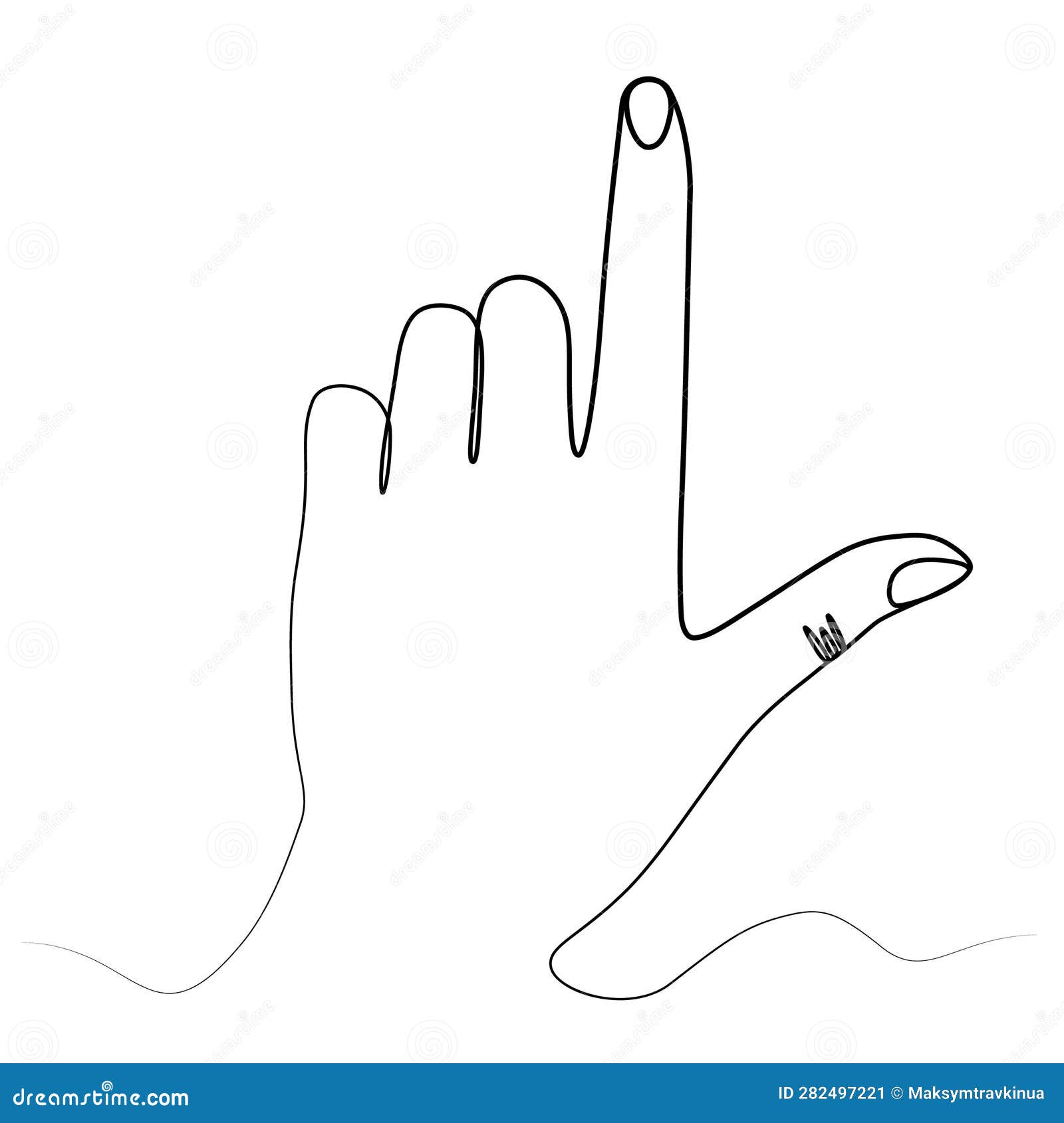 Continuous Drawing of the Index Finger of the Hand in One Line Stock ...