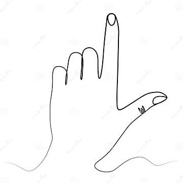 Continuous Drawing of the Index Finger of the Hand in One Line Stock ...