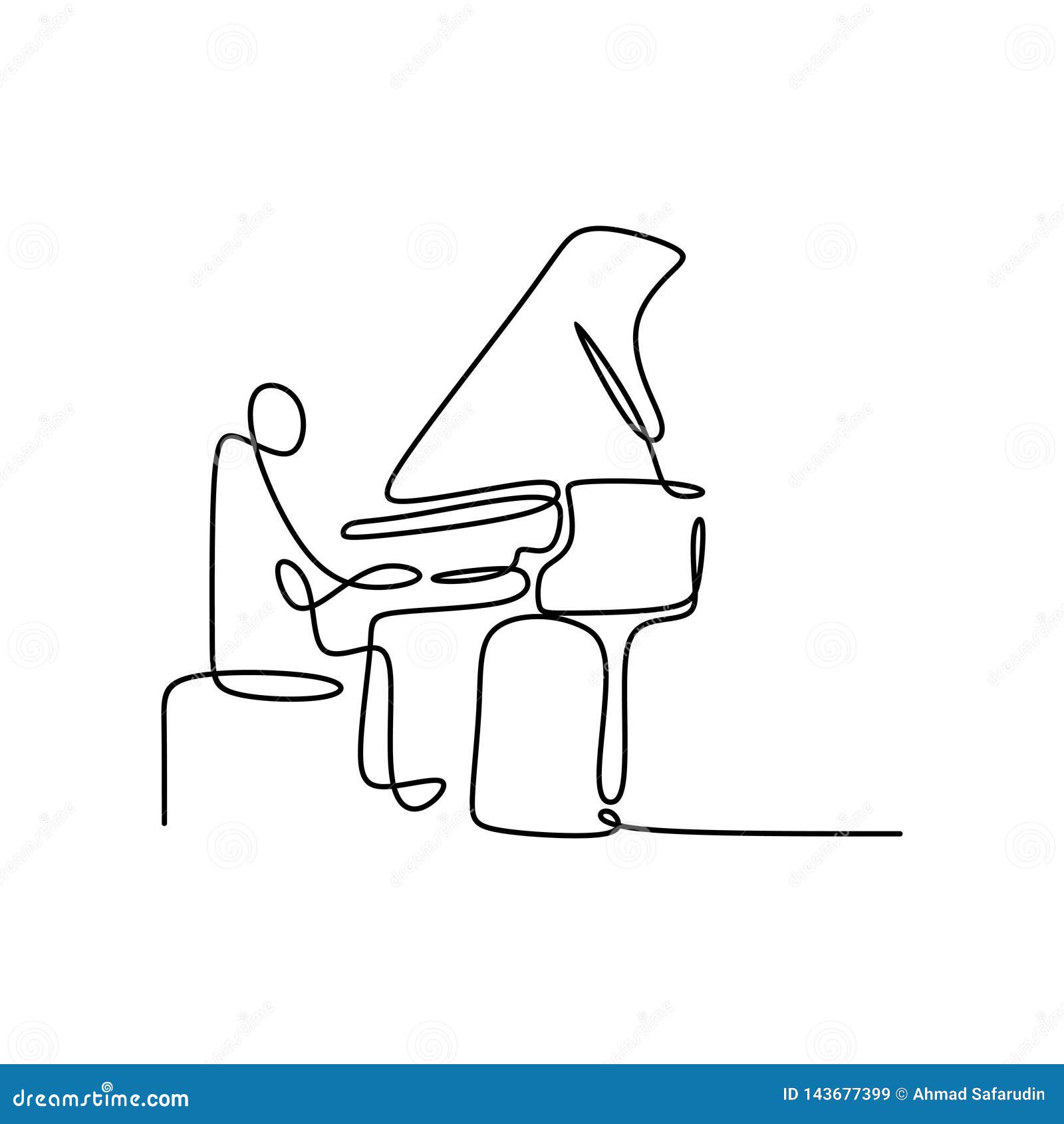 Continuous Drawing Line Playing the Piano Stock Vector - Illustration ...