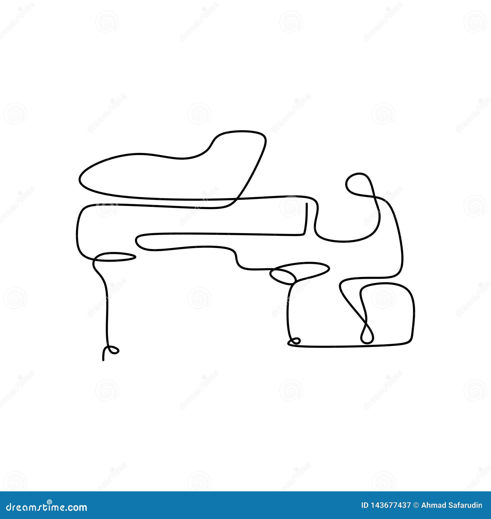 Continuous Drawing Line Playing the Piano Stock Vector - Illustration ...