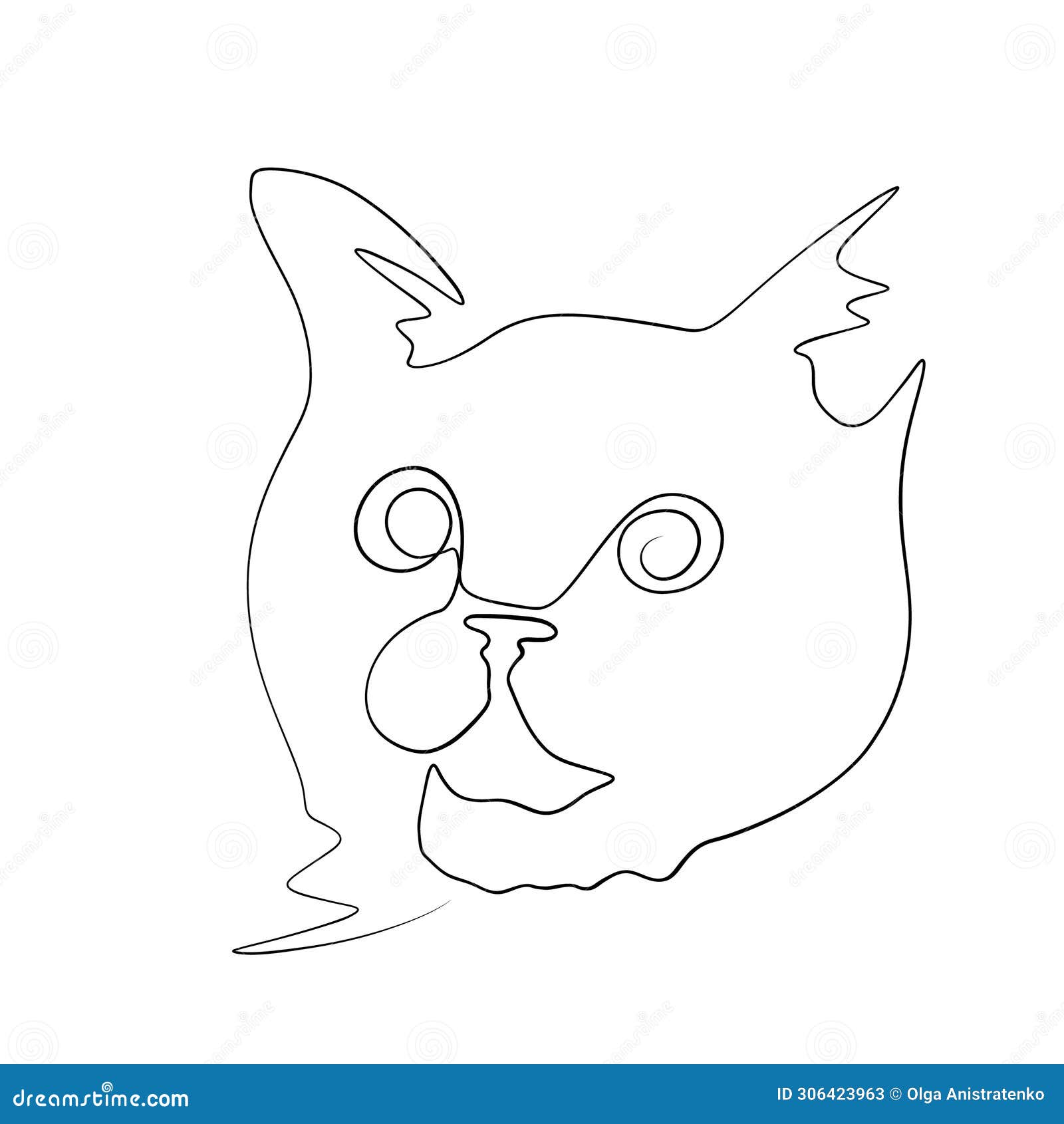 Continuous Drawing of Lines. Line Art of Cat Head Vector Minimalist ...
